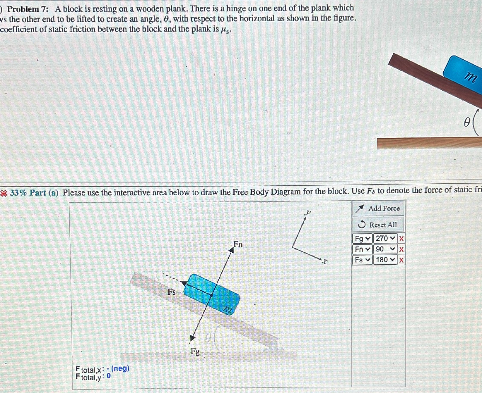 Solved Problem 7: A block is resting on a wooden plank. | Chegg.com