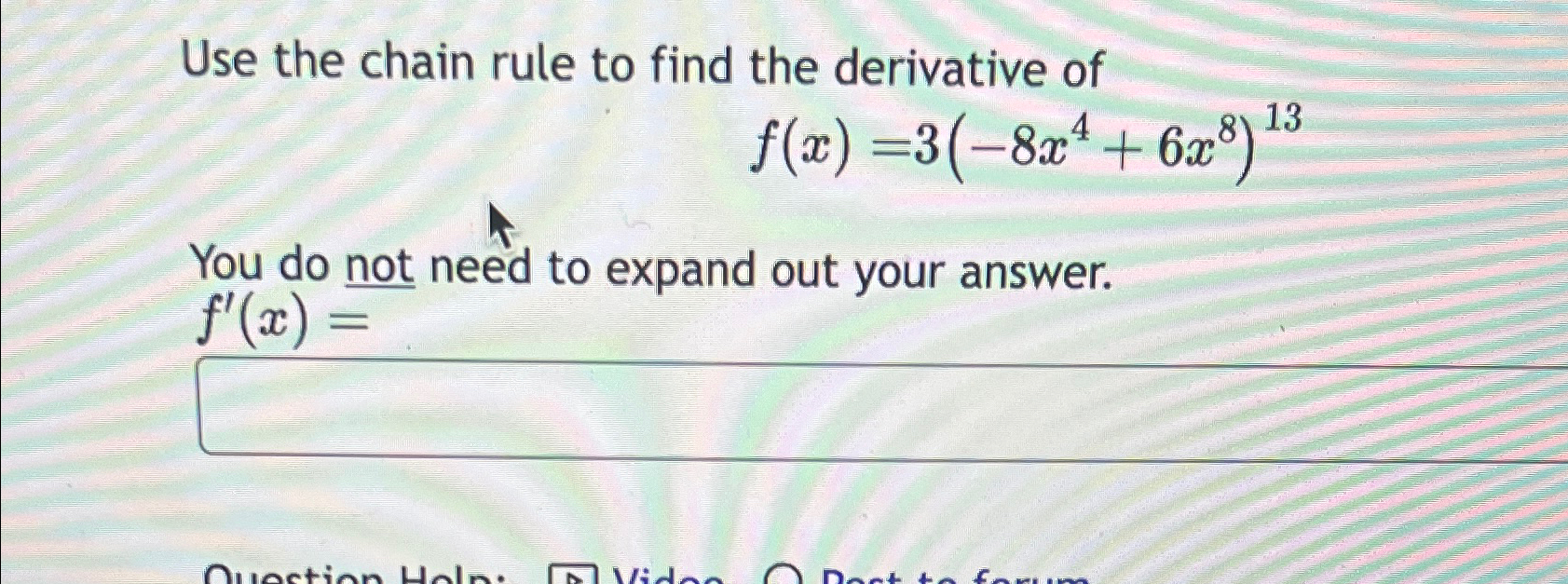 Solved Use the chain rule to find the derivative | Chegg.com