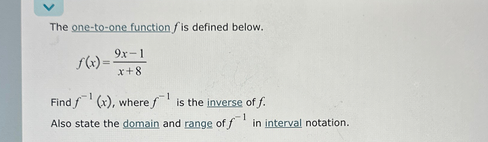 Solved The one-to-one function f ﻿is defined | Chegg.com