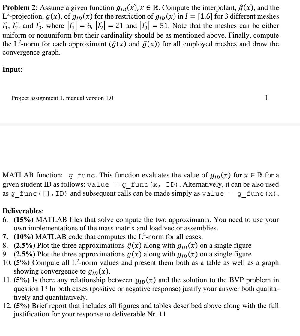 Solved Problem 2: Assume a given function gID(x),xinR. | Chegg.com