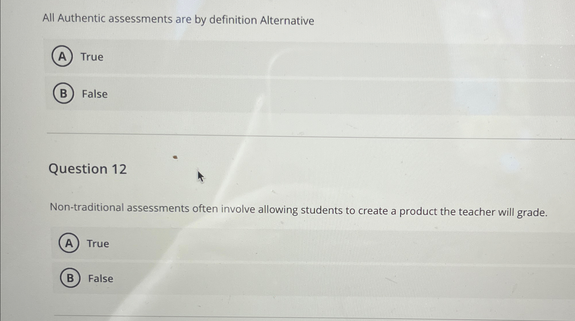 Solved All Authentic assessments are by definition | Chegg.com