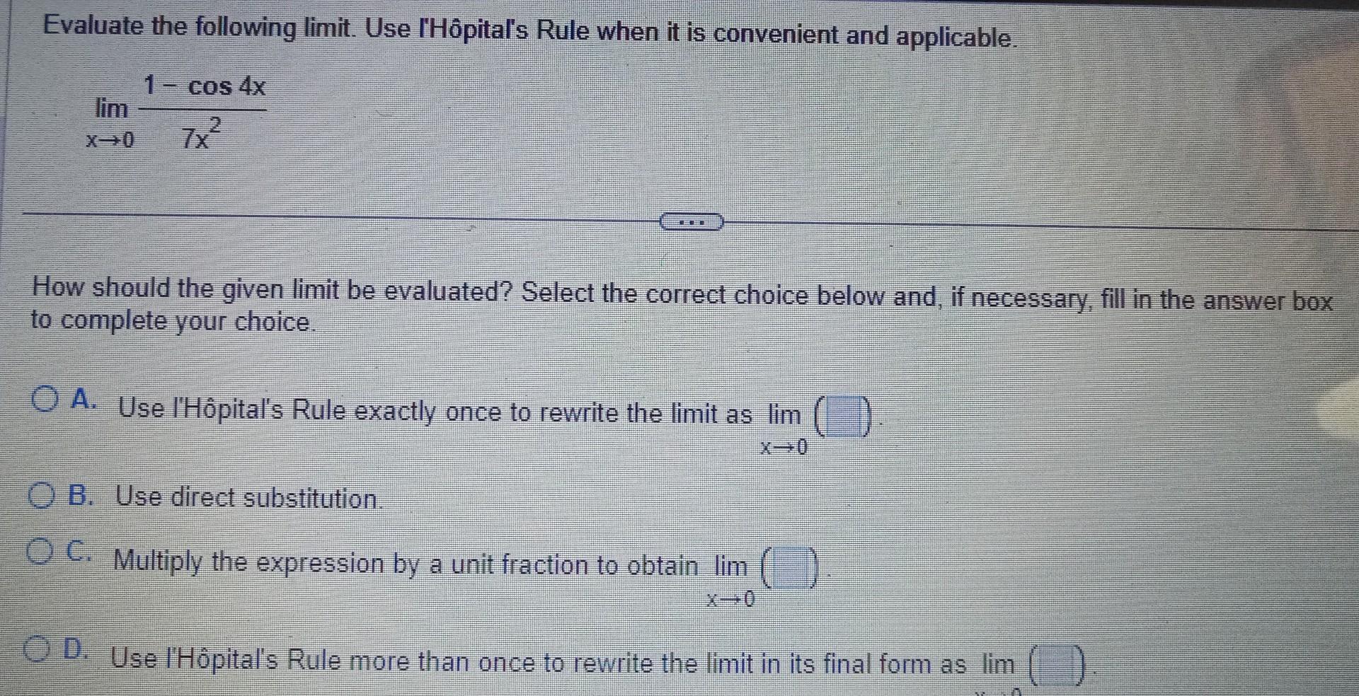 Solved the answer is D. but what is the answer to put in the | Chegg.com