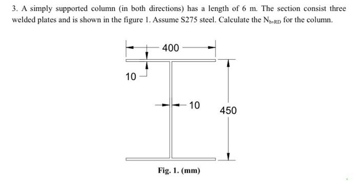 Solved 3. A simply supported column (in both directions) has | Chegg.com
