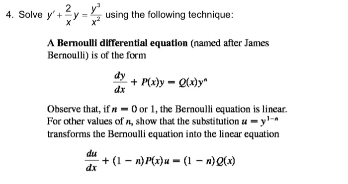 Solved 4. Solve using the following technique: A Bernoulli | Chegg.com