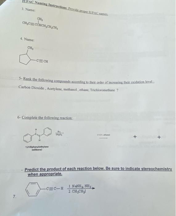 Solved 4. Name: 5- Rank the following compounds according to | Chegg.com