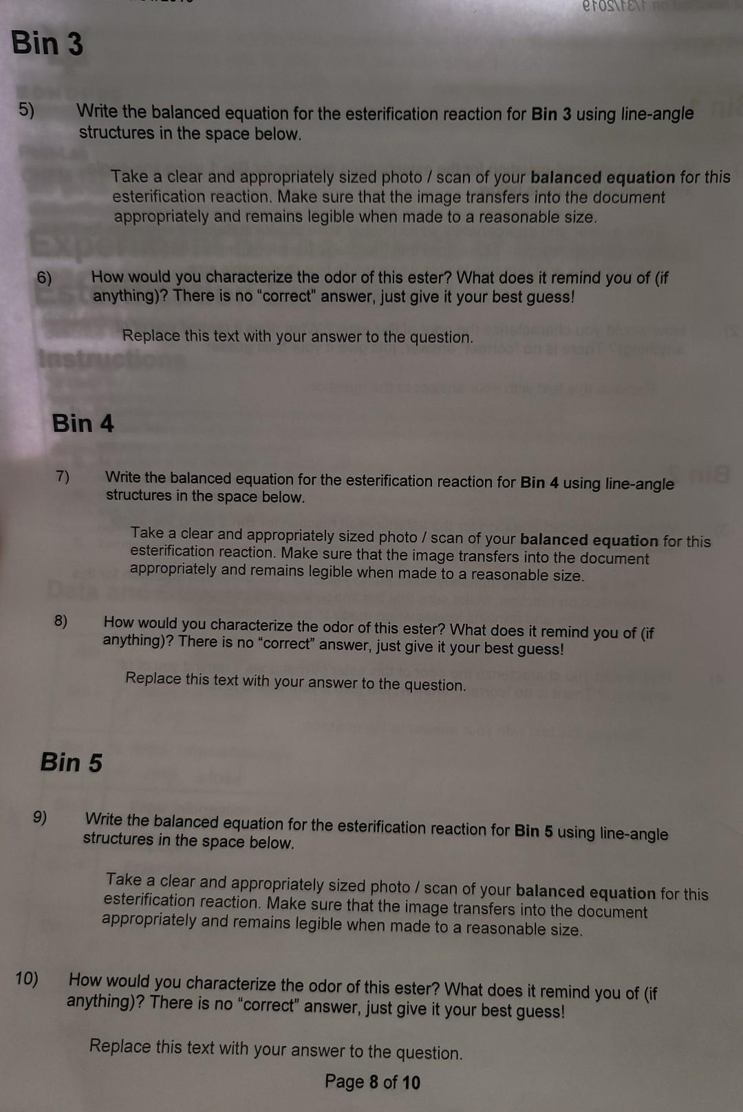 Solved Experiment 5: The Scents of Esters: An Esterification | Chegg.com