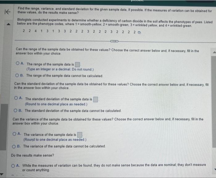 Solved Find the range, variance, and standard deviation for | Chegg.com