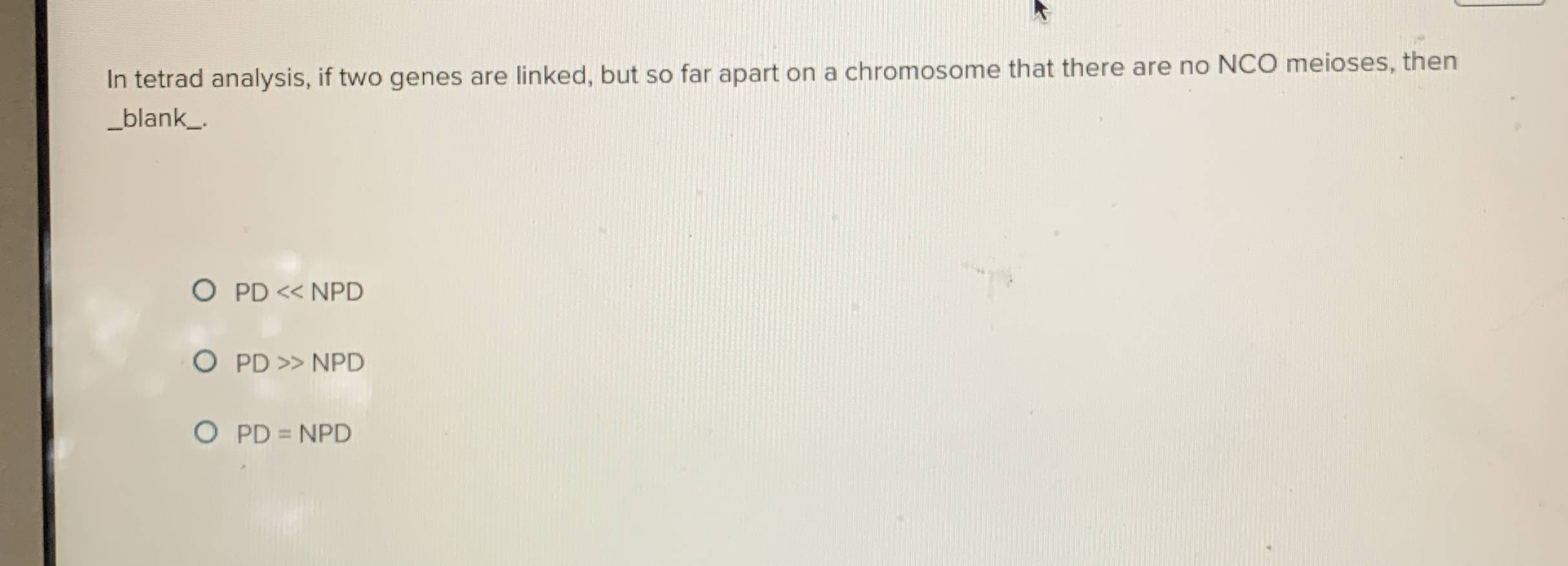 Solved In tetrad analysis, if two genes are linked, but so | Chegg.com
