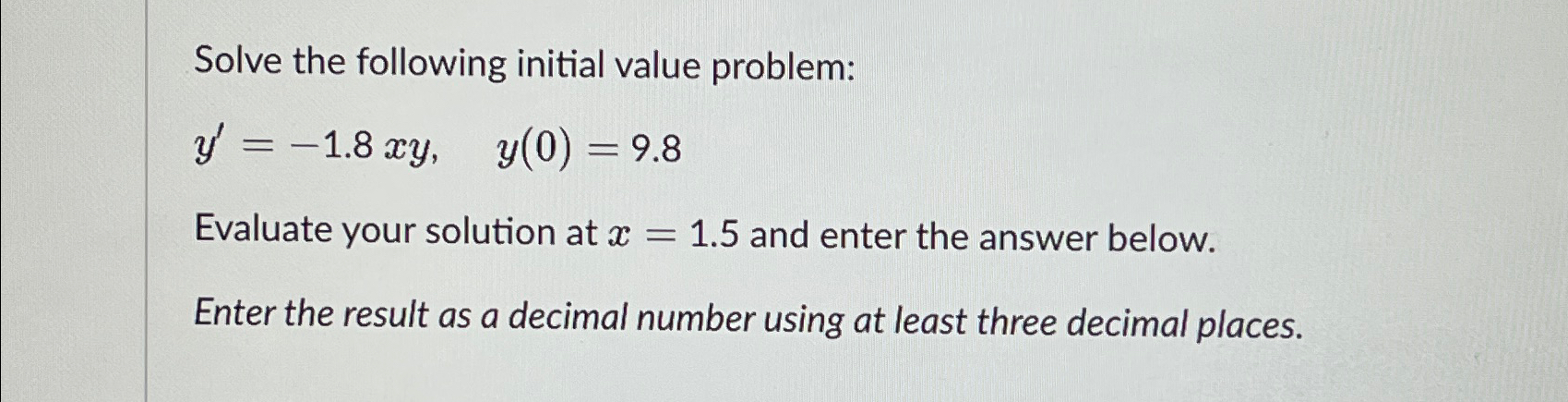 Solved Solve the following initial value | Chegg.com