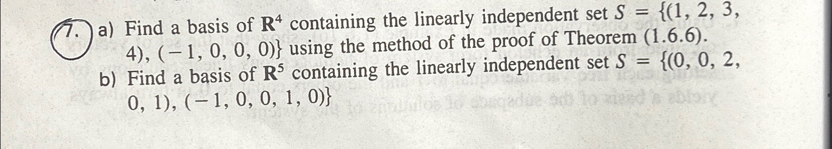 Solved a) ﻿Find a basis of R4 ﻿containing the linearly | Chegg.com