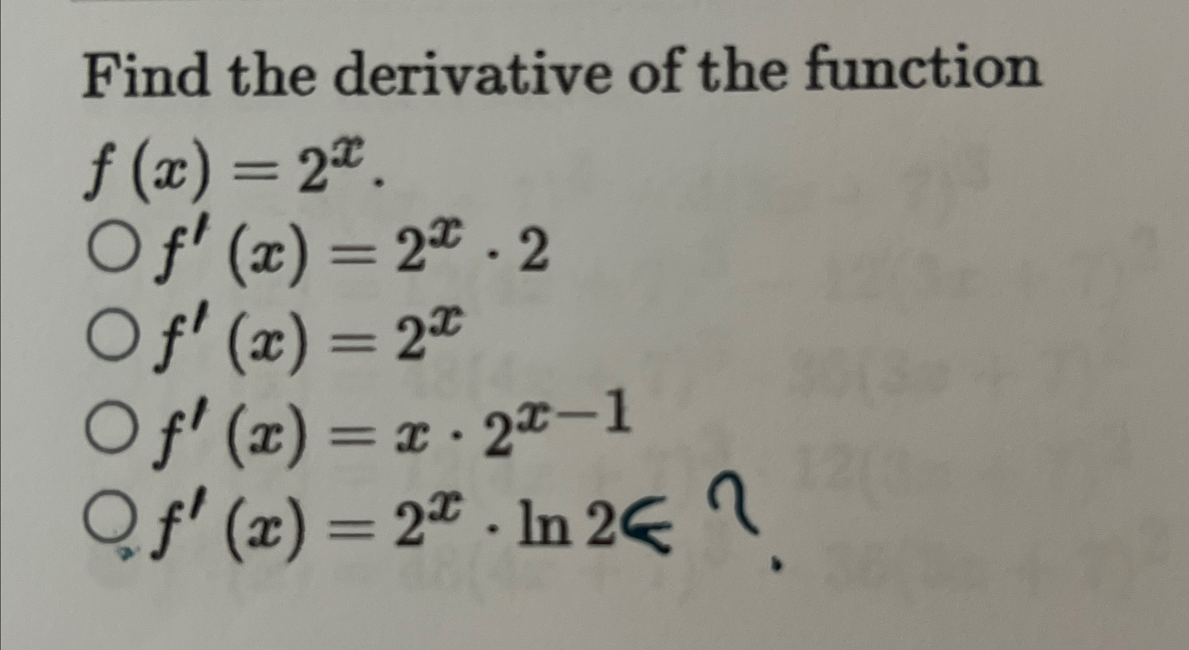 Solved Find the derivative of the | Chegg.com