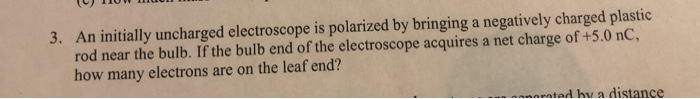 Solved 3. An initially uncharged electroscope is polarized | Chegg.com