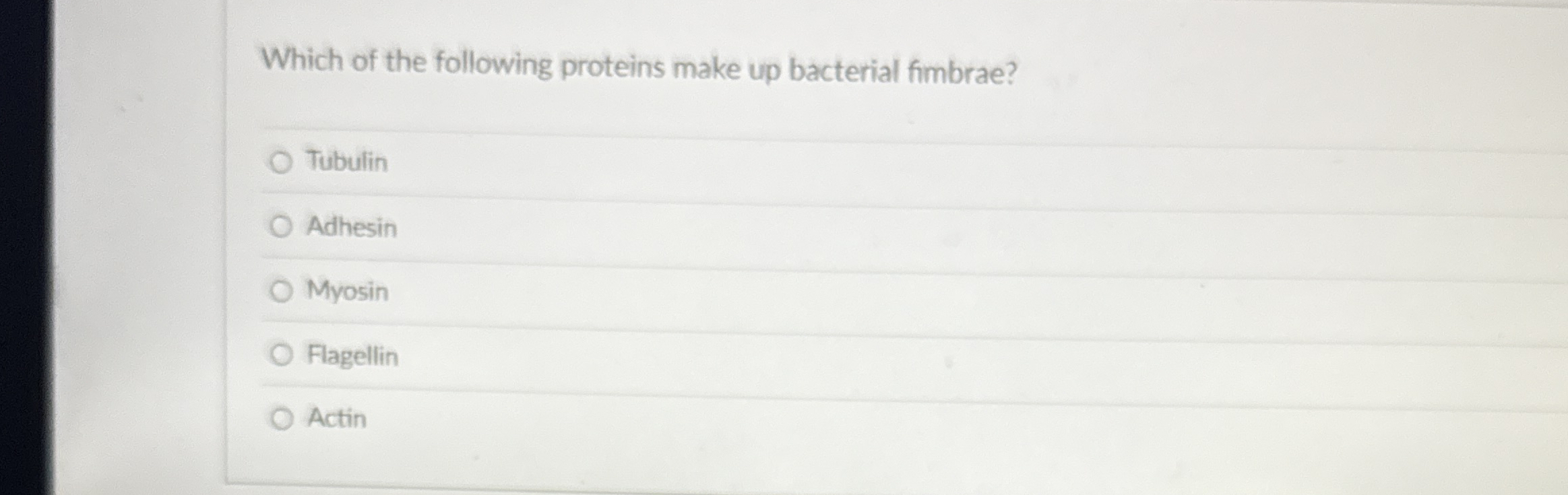 Solved Which of the following proteins make up bacterial | Chegg.com