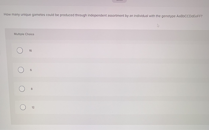 Solved How many unique gametes could be produced through | Chegg.com