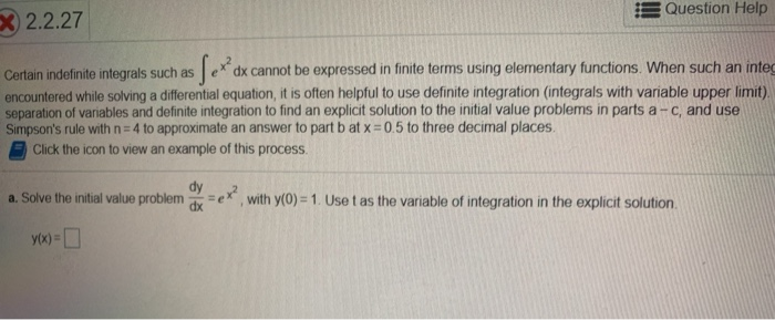 Solved Question Help 2.2.27 Certain indefinite integrals | Chegg.com