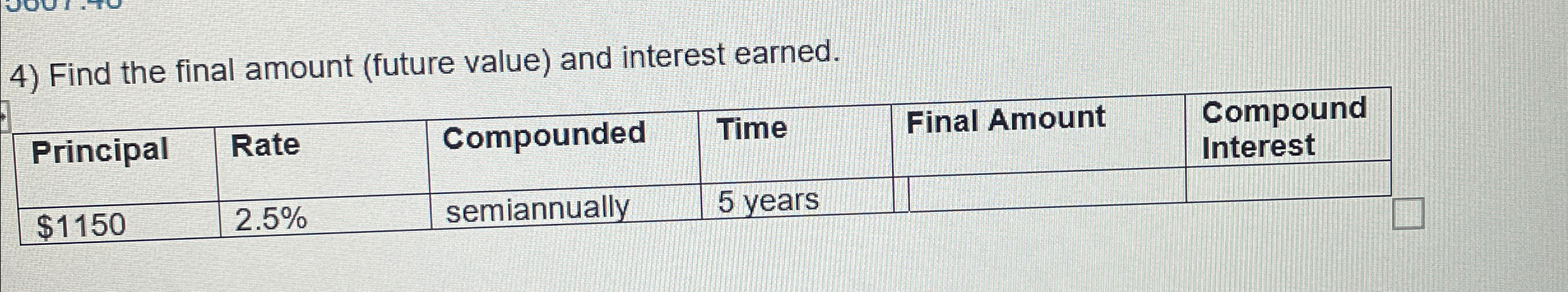 Find the final amount (future value) ﻿and interest | Chegg.com