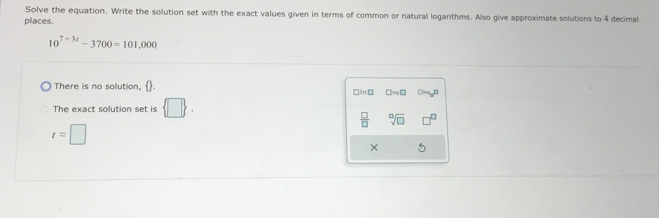 Solved Solve the equation. Write the solution set with the | Chegg.com