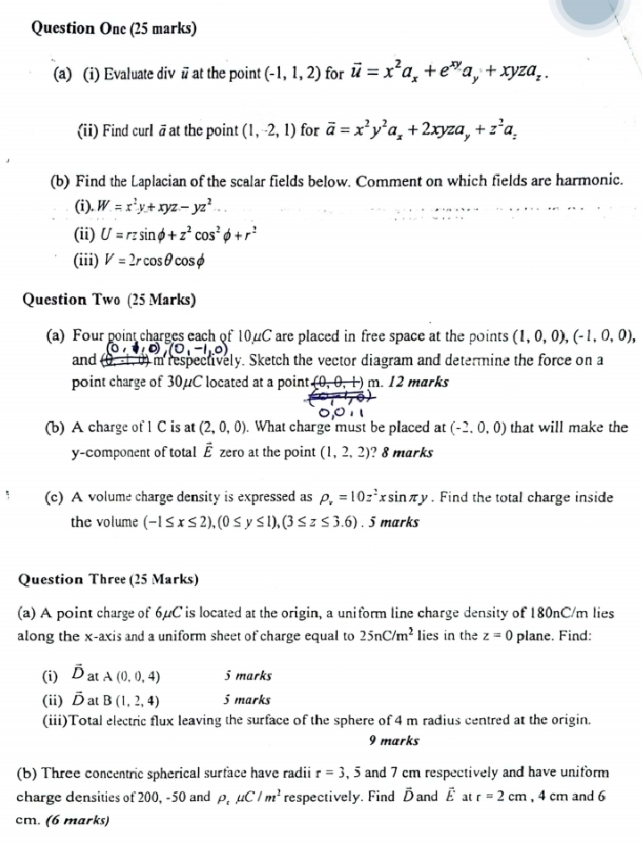 Solved Question Onc (25 ﻿marks)(a) (i) ﻿Evaluate div vec(u) | Chegg.com