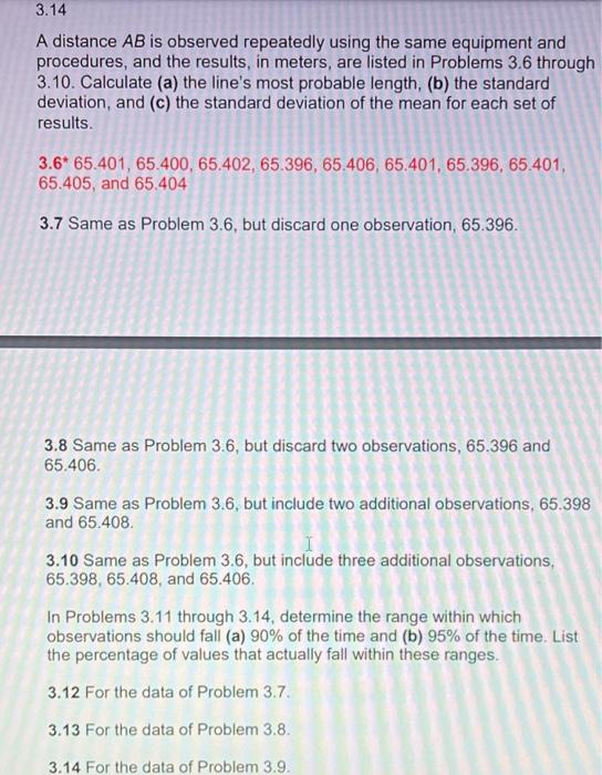 Solved A distance AB is observed repeatedly using the same | Chegg.com