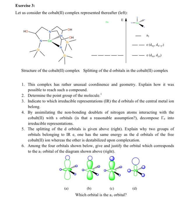 Exercise 3: Let us consider the cobalt(II) complex | Chegg.com