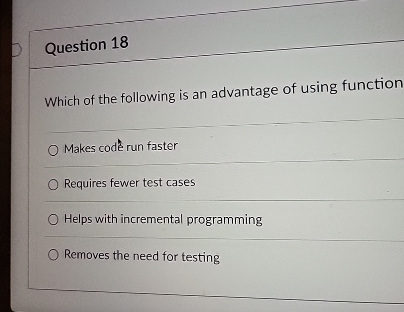 Solved Question 18Which of the following is an advantage of | Chegg.com