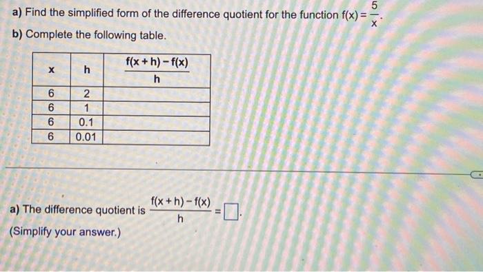 Solved a) Find the simplified form of the difference | Chegg.com
