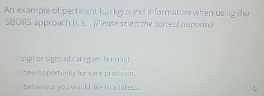 Solved An example of pertinent background information when | Chegg.com