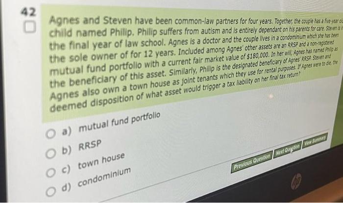 Solved Agnes and Steven have been common-law partners for | Chegg.com