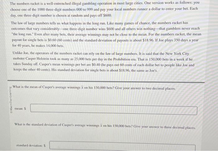 Solved The numbers racket is a well-entrenched illegal | Chegg.com
