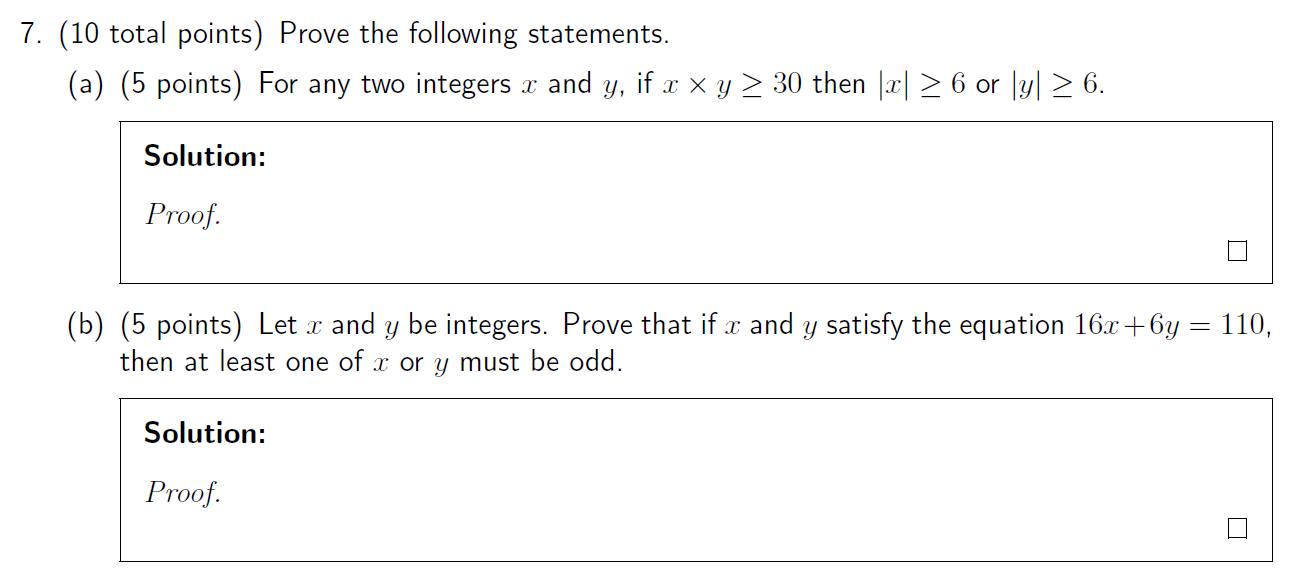 Solved (10 ﻿total points) ﻿Prove the following | Chegg.com