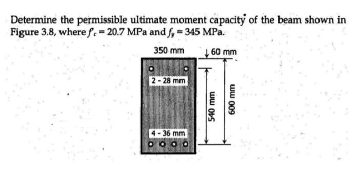 Solved Determine the permissible ultimate moment capacity of | Chegg.com