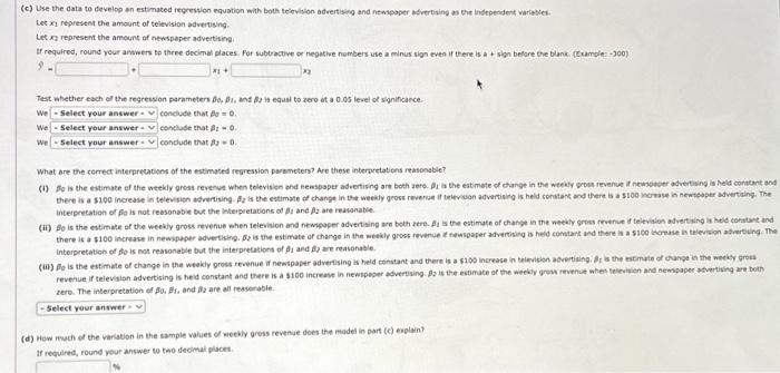 Solved ata for a sample of eight markets for a recent week | Chegg.com