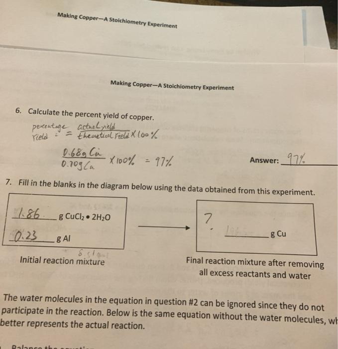 Solved Making Copper Stoichiometry Experiment ANALYSIS 1. | Chegg.com