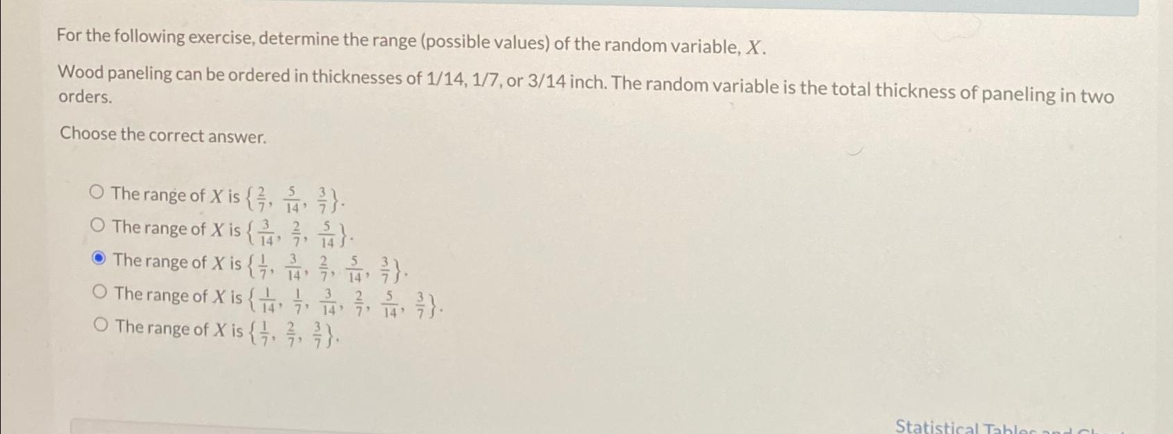 Solved For the following exercise, determine the range | Chegg.com