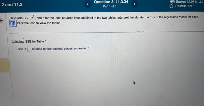 Solved Calculate SSE, s2, and s for the least squares lines | Chegg.com