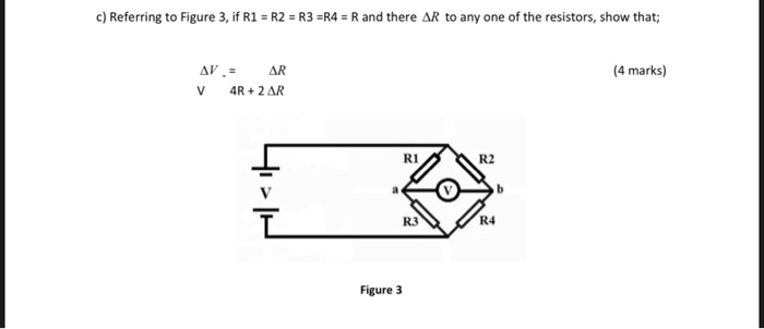 Solved c) Referring to Figure 3, if R1 = R2 = R3 =R4 = Rand | Chegg.com