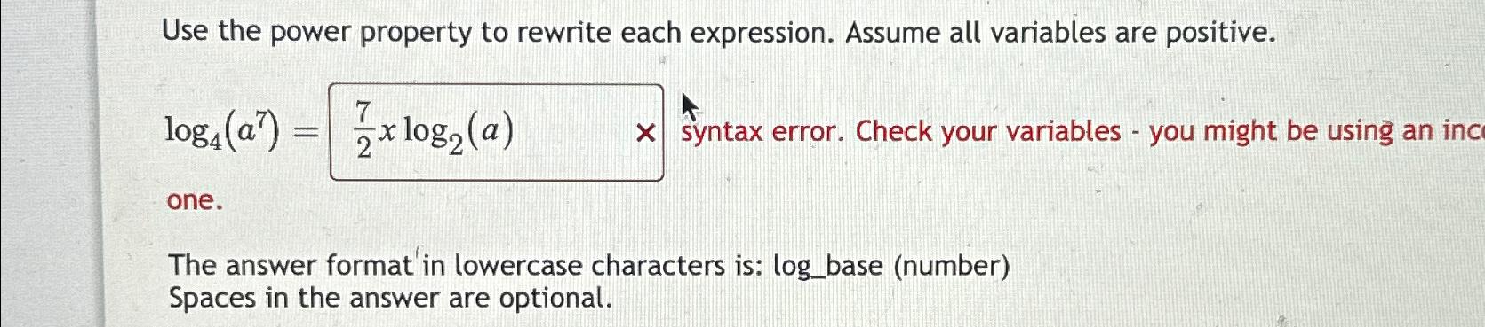 Solved Use the power property to rewrite each expression. | Chegg.com