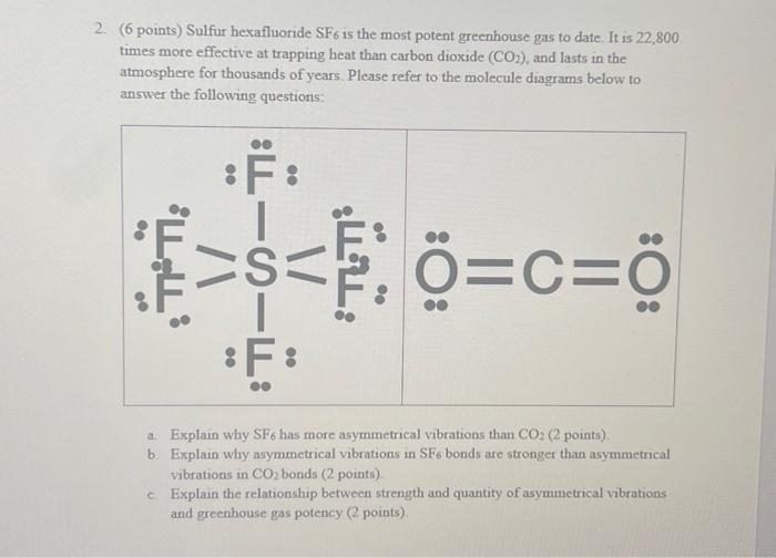 Solved (6 points) Sulfur hexafluoride SF6 is the most potent | Chegg.com