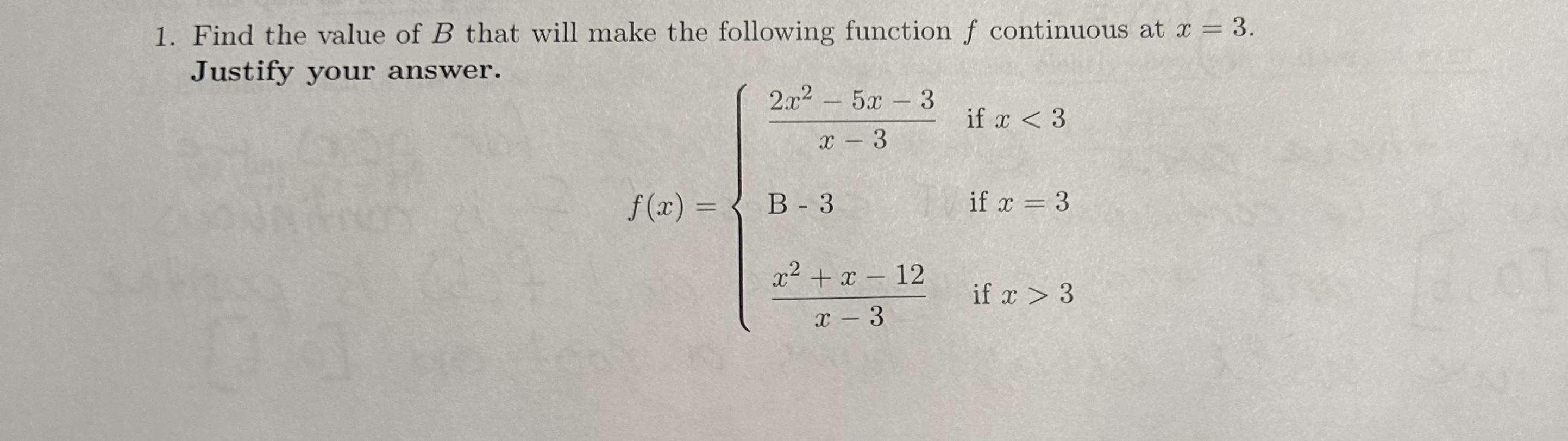 Solved Find the value of B ﻿that will make the following | Chegg.com