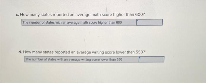 Solved The accompanying data file lists the average writing | Chegg.com