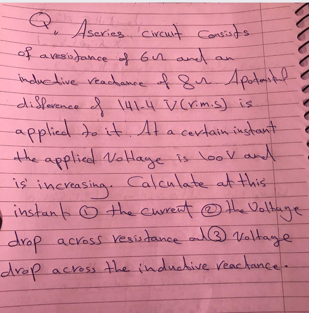 Solved a مل Q, Ascries Circuit consists of a resistance of | Chegg.com