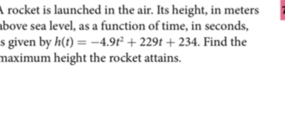 Solved rocket is launched in the air. Its height, in meters | Chegg.com