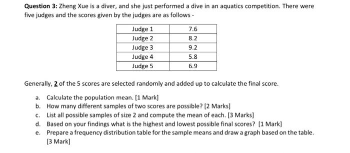 Solved Question 3: Zheng Xue is a diver, and she just | Chegg.com