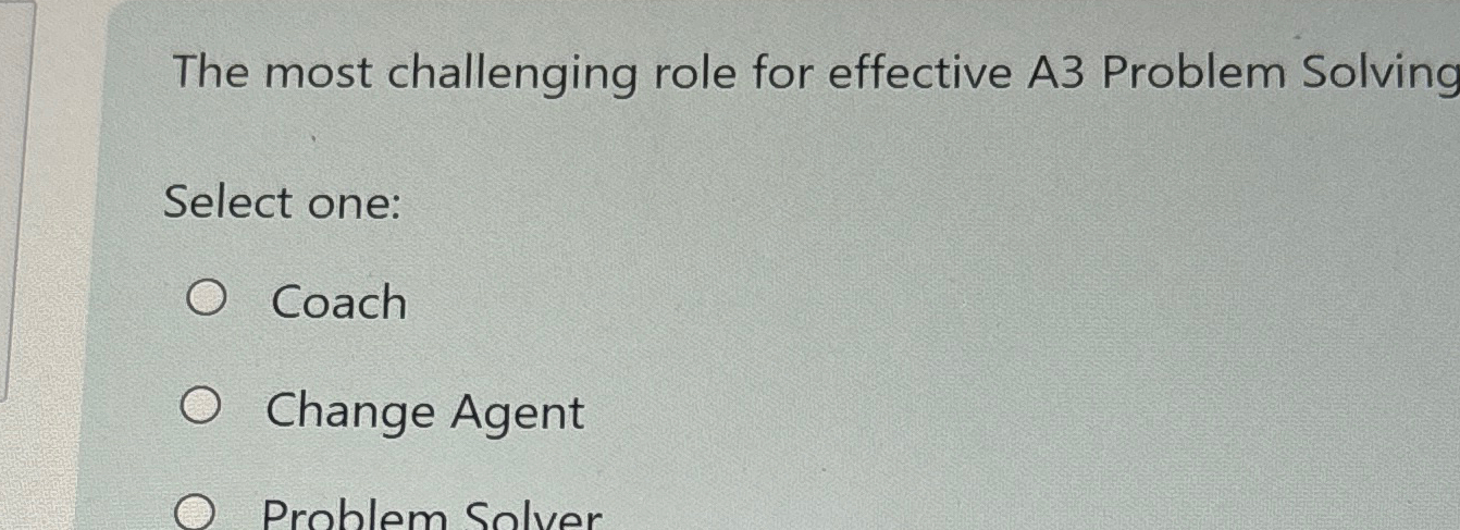 Solved The most challenging role for effective A3 ﻿Problem | Chegg.com