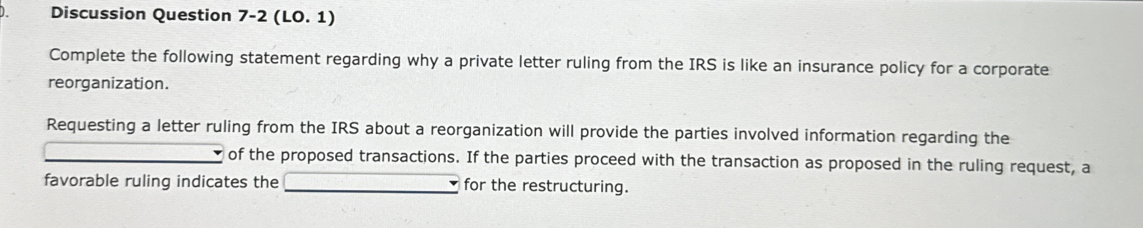 Solved Discussion Question 7-2 (LO. 1)Complete the following | Chegg.com