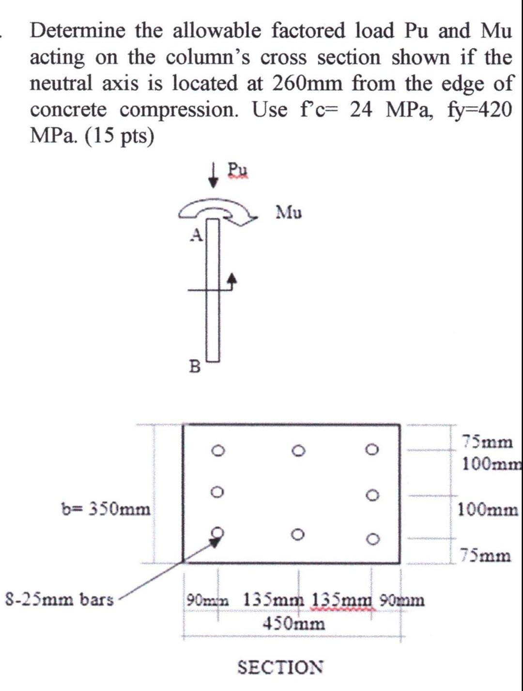 Solved Determine the allowable factored load Pu and Mu | Chegg.com