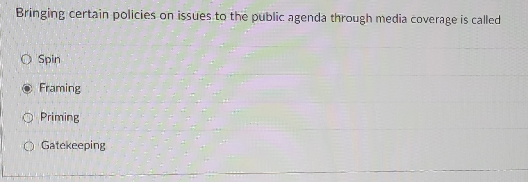 Solved Bringing certain policies on issues to the public | Chegg.com