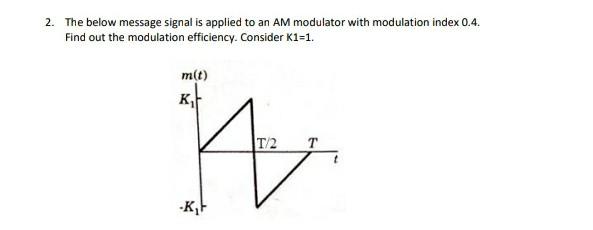 2. The below message signal is applied to an AM | Chegg.com