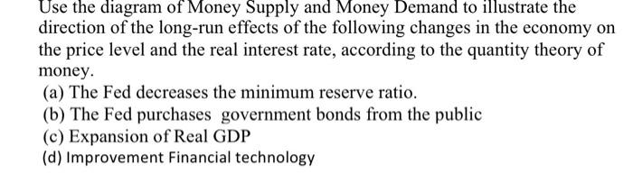 Solved Use the diagram of Money Supply and Money Demand to | Chegg.com