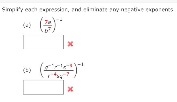 Solved Simplify each expression, and eliminate any negative | Chegg.com